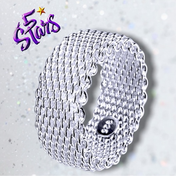 Exclusively Fancy | Jewelry | Silver Band Ring 925 Thick Mesh Band Ring ...